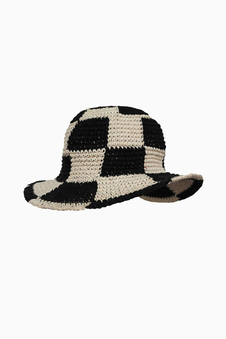 Black Checkered Crochet Sun Hat | Sunny Life` – Sunny Life Hats
